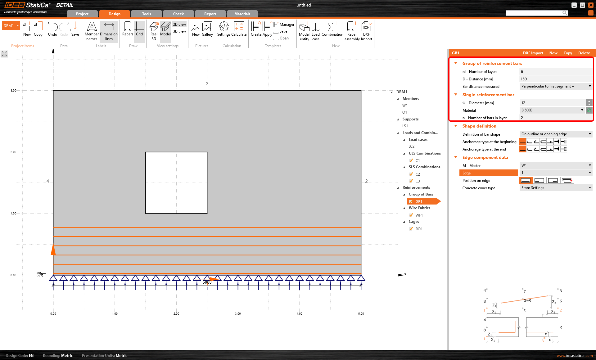 Reinforcement definition in the Detail application | IDEA StatiCa