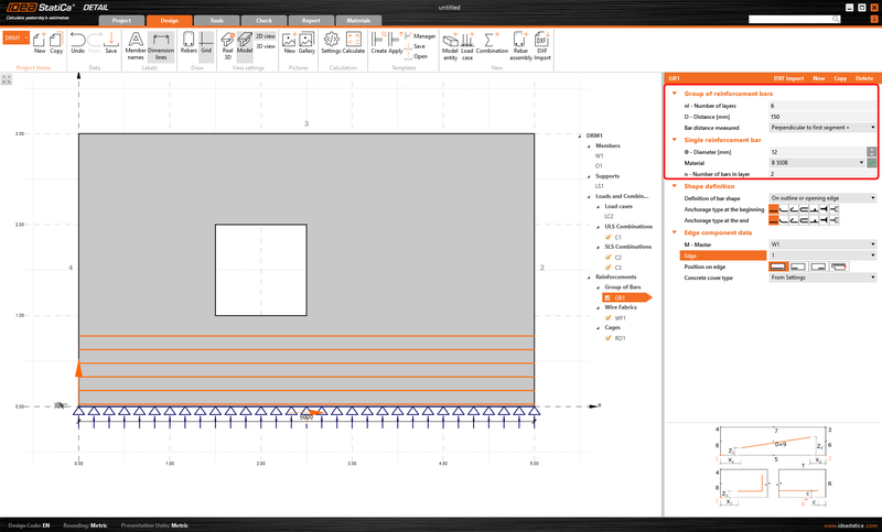 Reinforcement definition in the Detail application | IDEA StatiCa