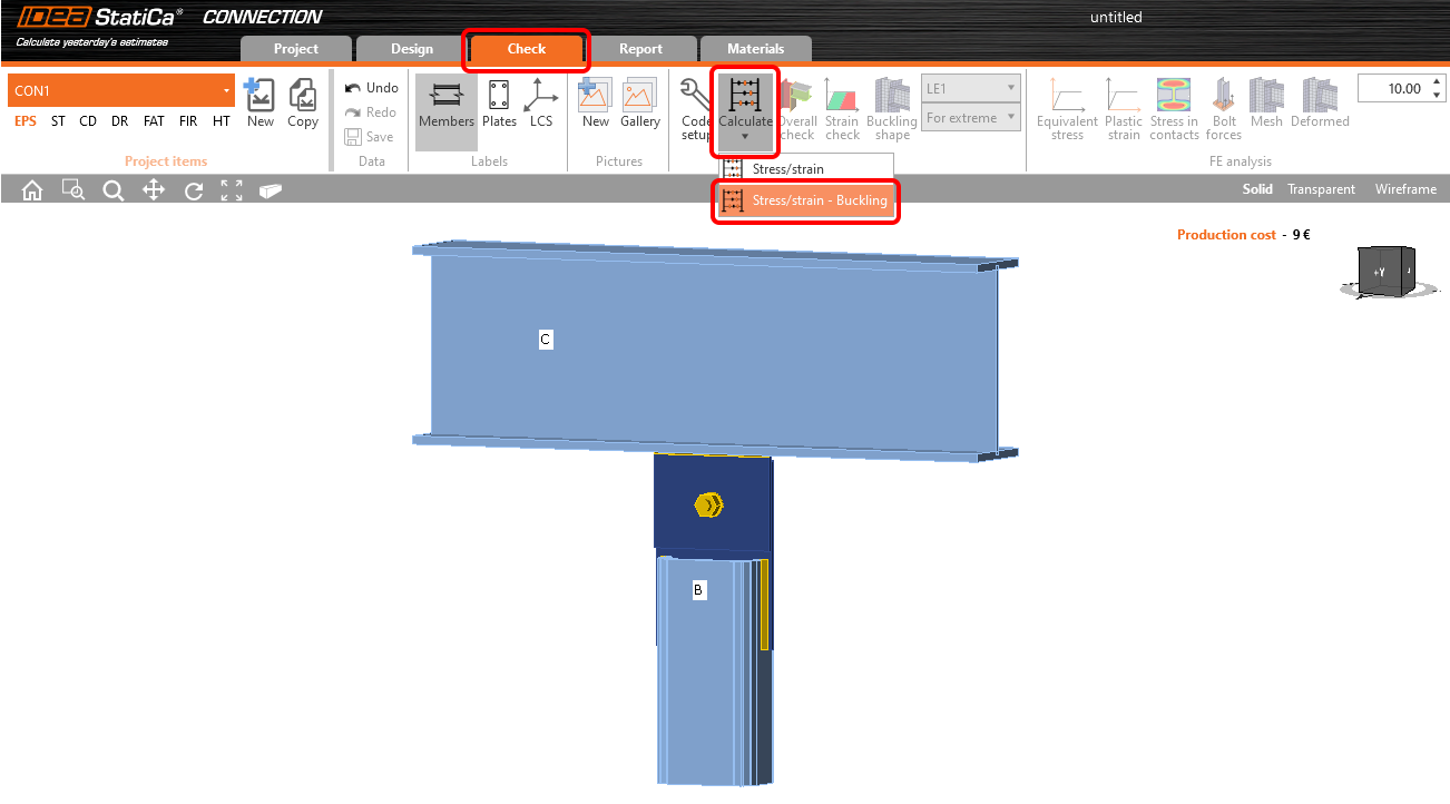 Buckling analysis of a steel connection (EN) | IDEA StatiCa