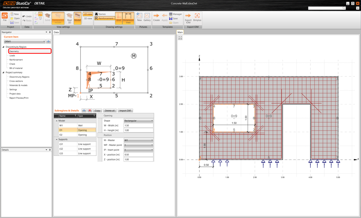 Structural design of a concrete wall (EN) | IDEA StatiCa