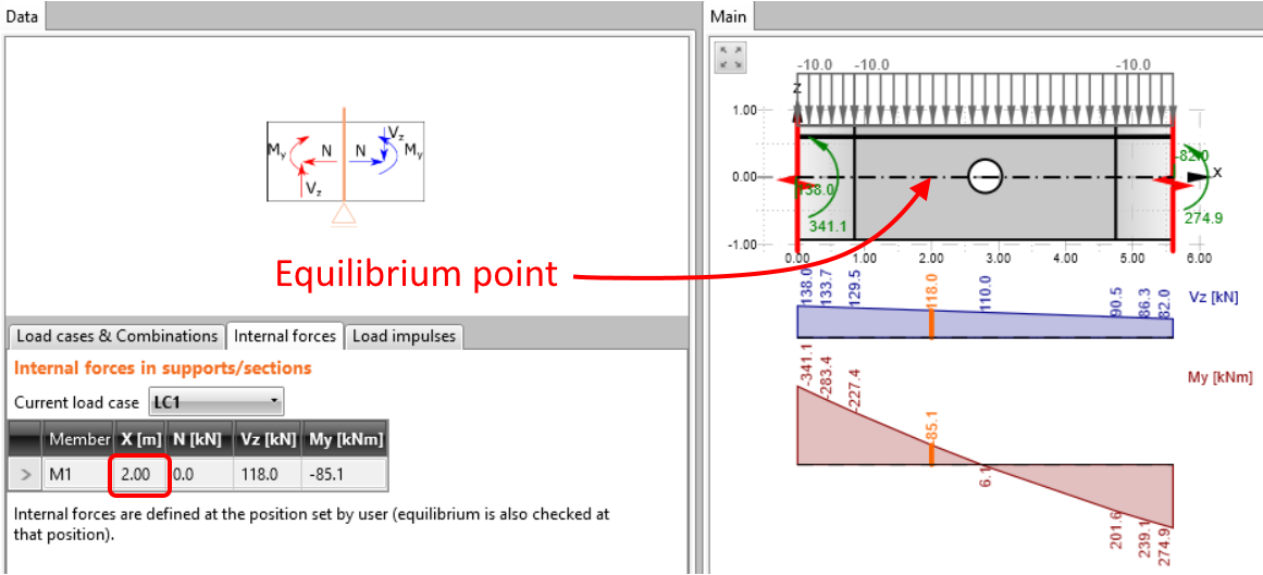 Internal forces and equilibrium in Detail application | IDEA StatiCa