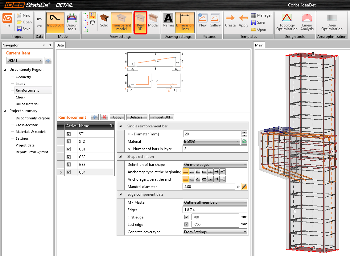 Modeling concrete corbel from DXF | IDEA StatiCa