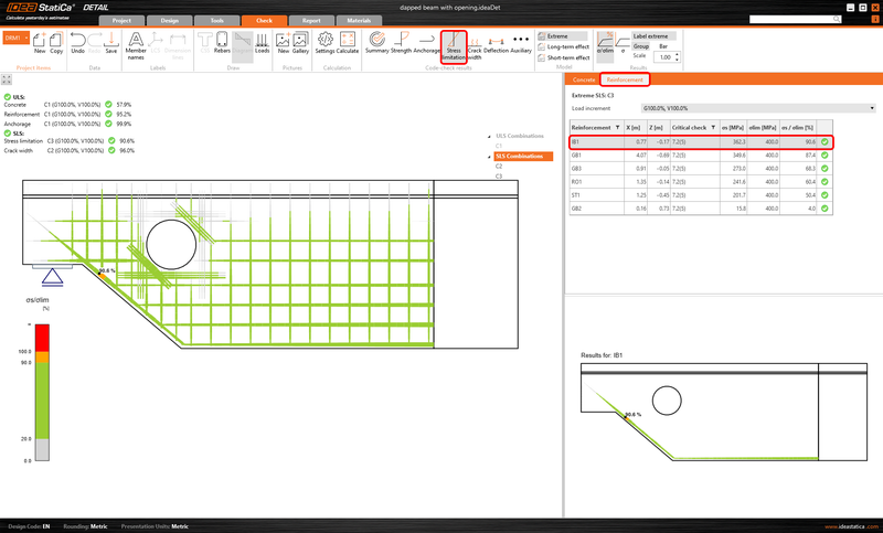 General description of SLS results in Detail application | IDEA StatiCa