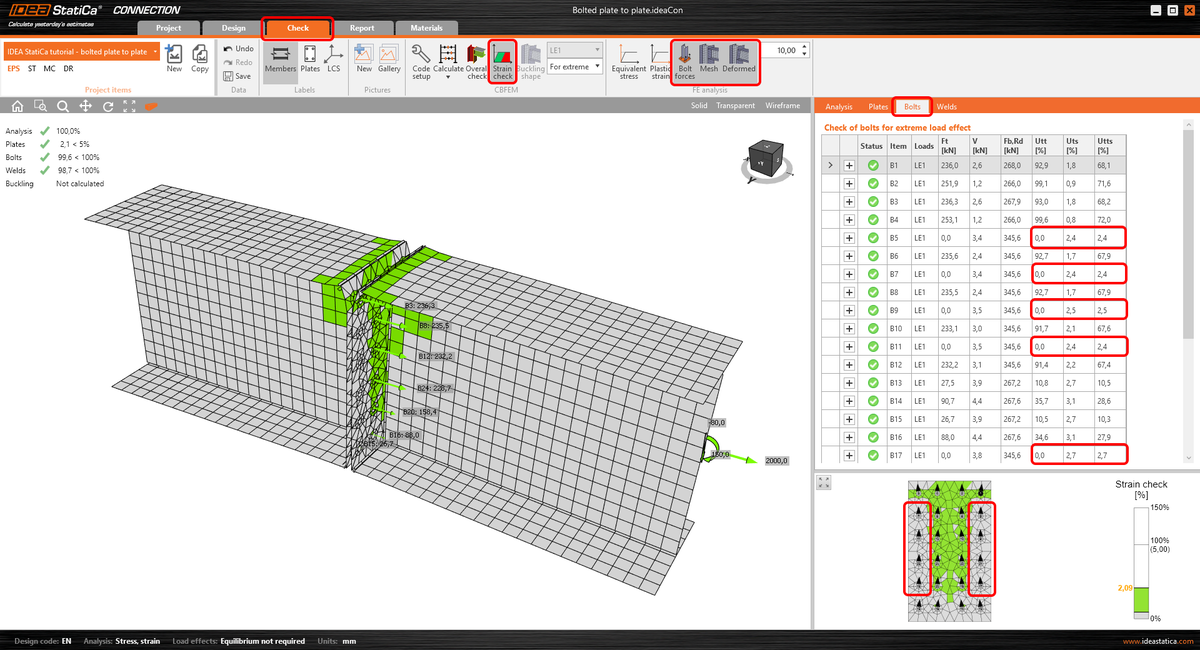 Bolted plate to plate connection design (EN) | IDEA StatiCa