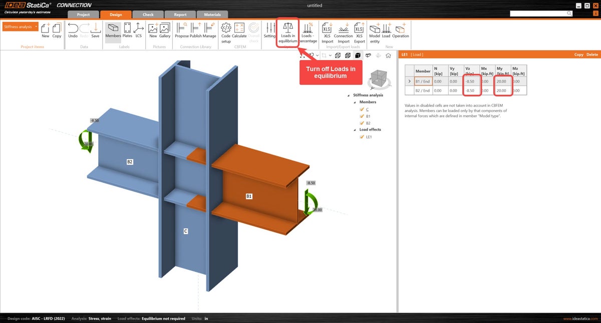 Stiffness analysis of a steel connection (AISC) | IDEA StatiCa