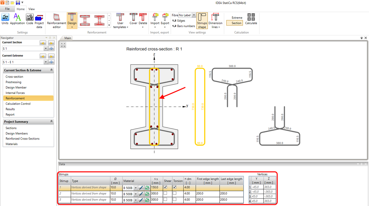 Reinforcement in RCS application | IDEA StatiCa