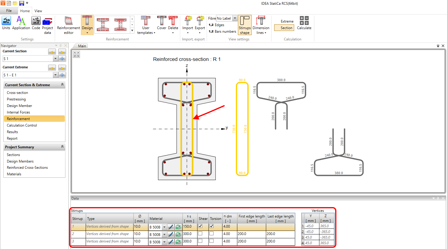 Reinforcement in RCS application | IDEA StatiCa