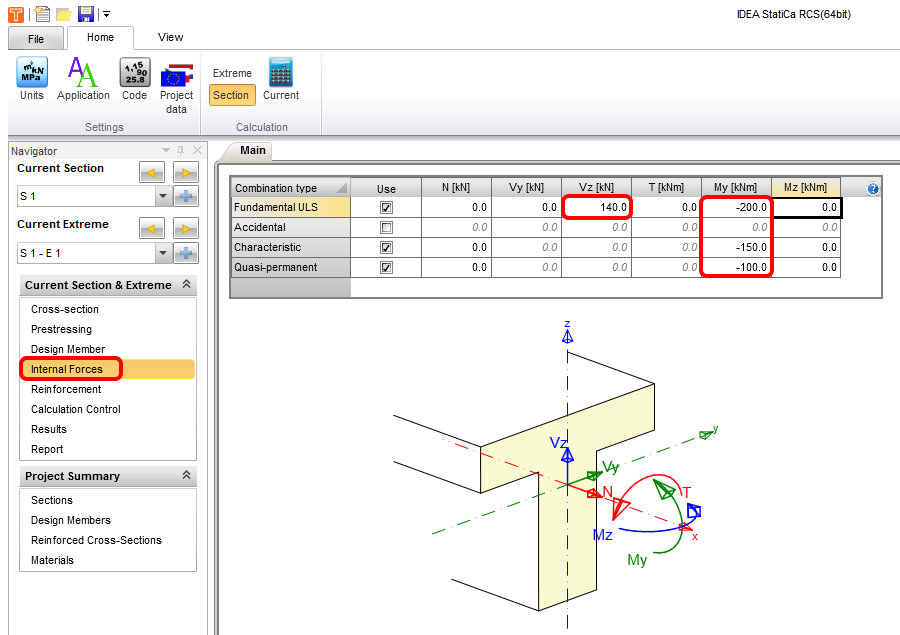 Structural design of a reinforced concrete T-section (EN) | IDEA StatiCa