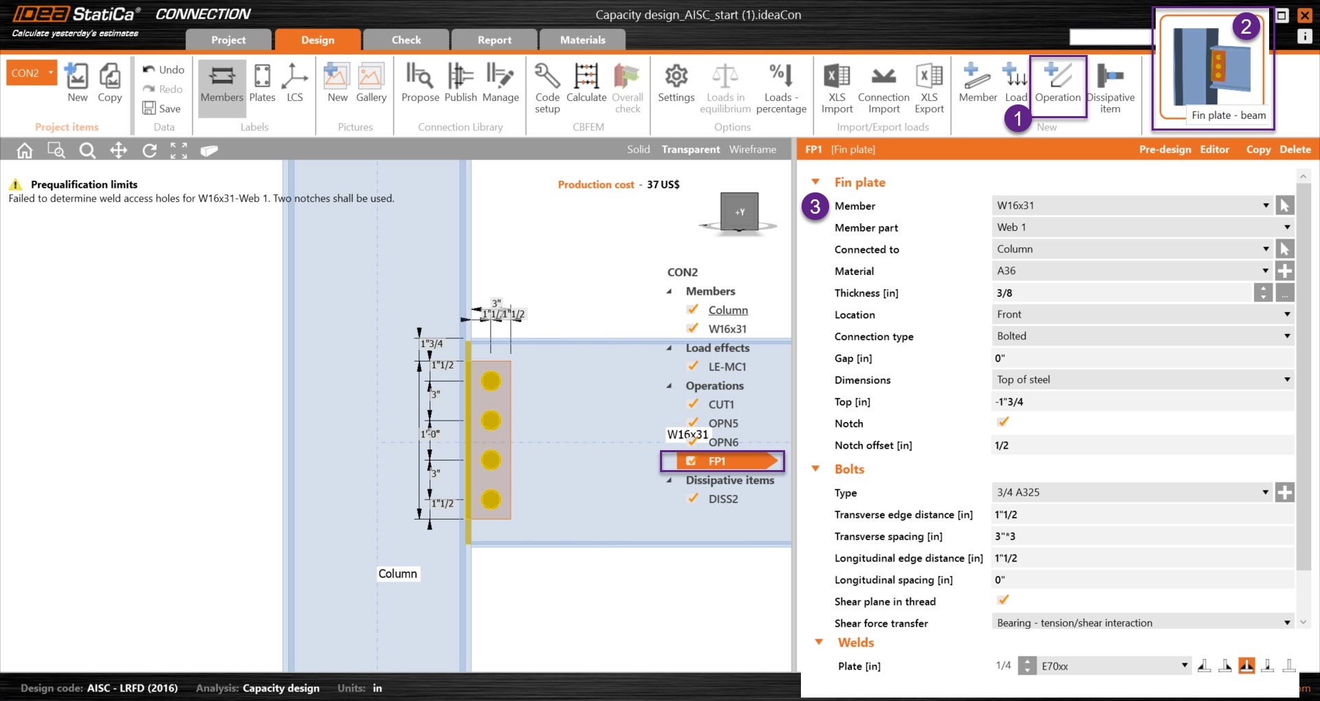 Steel connection capacity design (AISC) | IDEA StatiCa