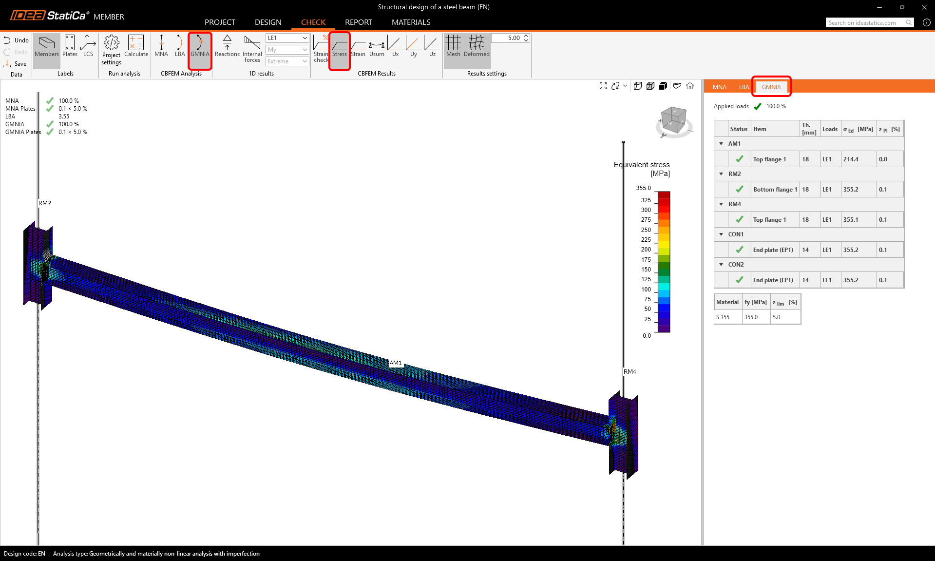 Structural design of steel beam (EN) | IDEA StatiCa