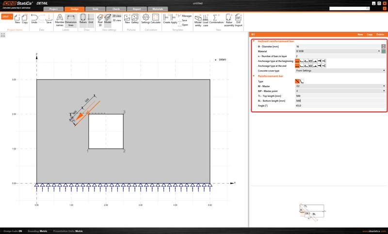 Reinforcement definition in the Detail application | IDEA StatiCa