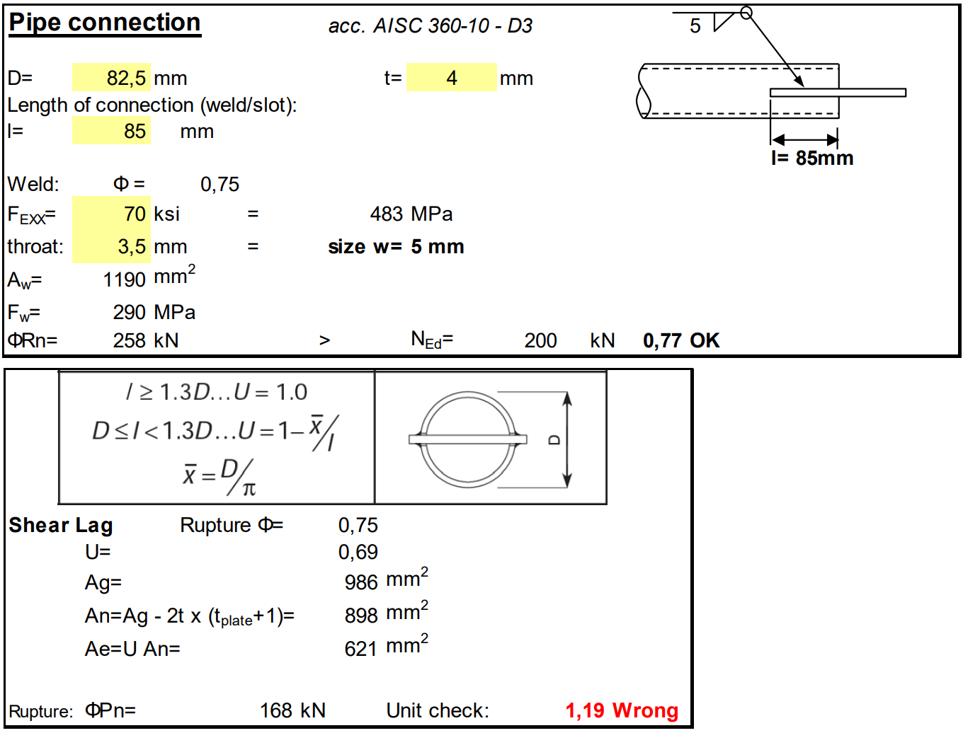 Pipe – Shear lag connection in bracing | IDEA StatiCa Pipe – Shear lag connection in bracing | IDEA StatiCa