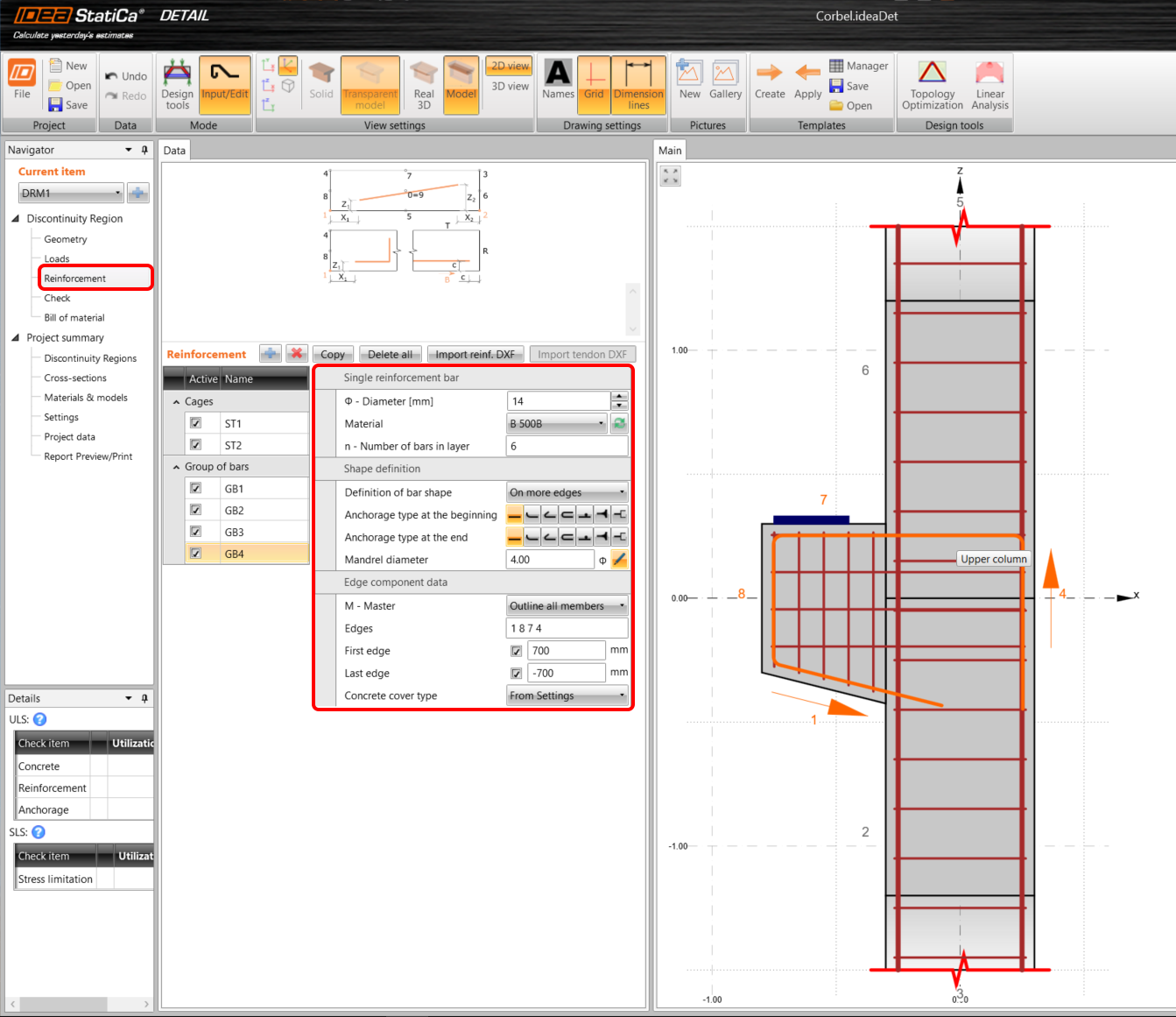 Reinforced column with a bracket (EN) | IDEA StatiCa