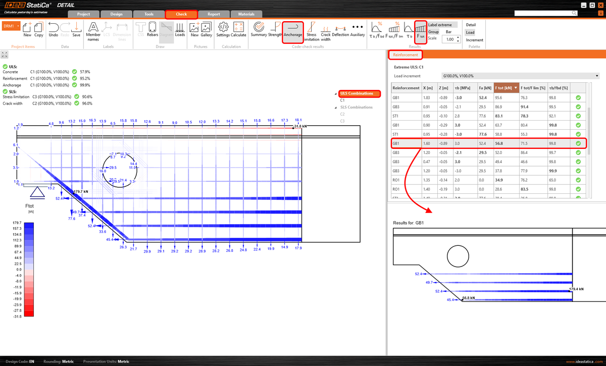 General description of ULS results in Detail application | IDEA StatiCa
