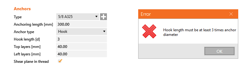 Hooked anchors/L-bolts in AISC | IDEA StatiCa