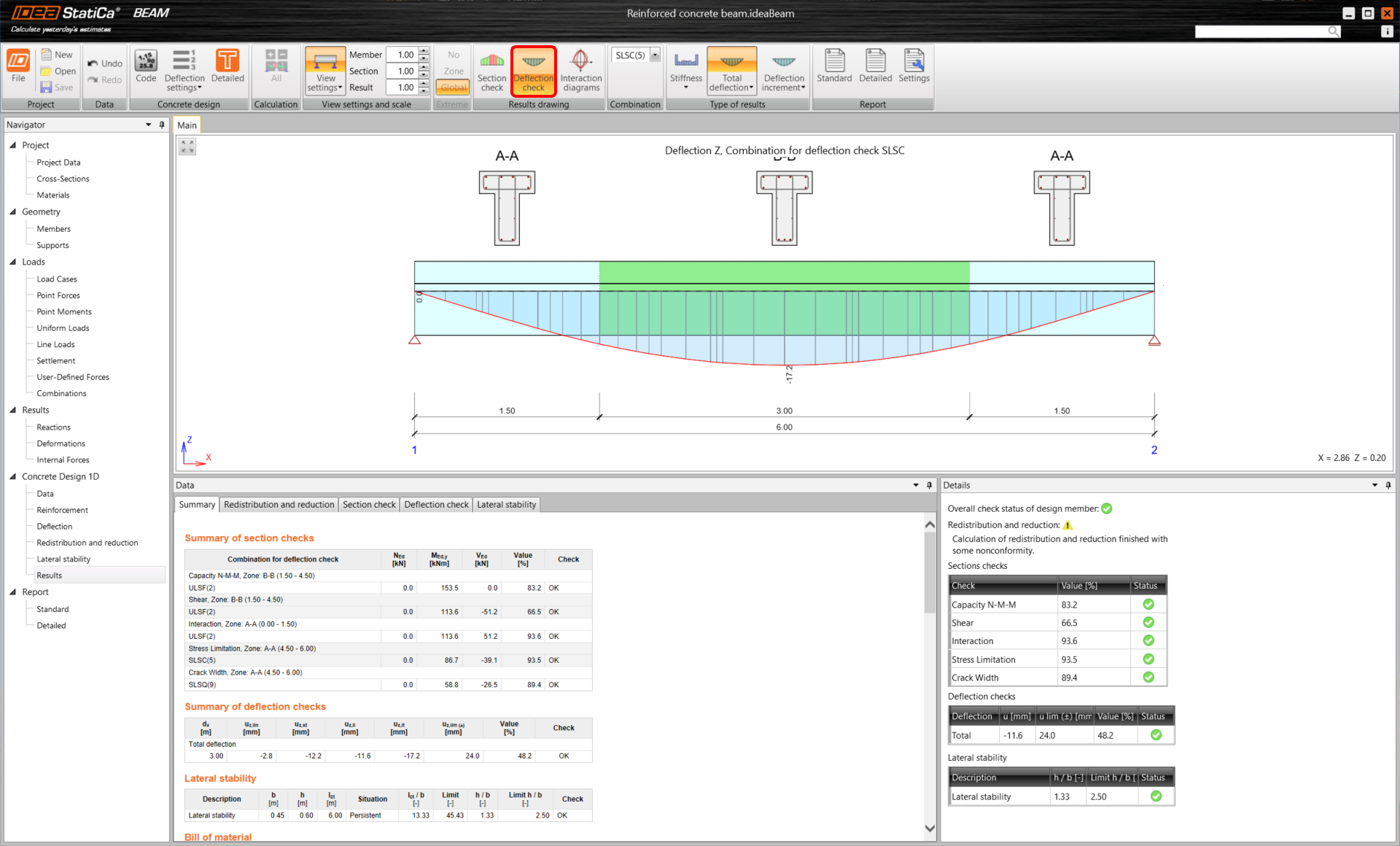 Structural design of a reinforced concrete beam (EN) | IDEA StatiCa