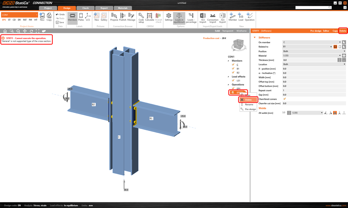 Stiffness analysis of a steel connection (EN) | IDEA StatiCa