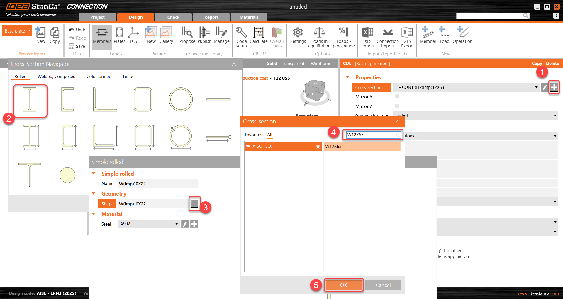 Structural design of footing with diagonal (AISC) | IDEA StatiCa