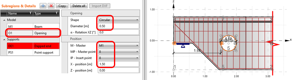 Structural design of a dapped end with an opening (EN) | IDEA StatiCa