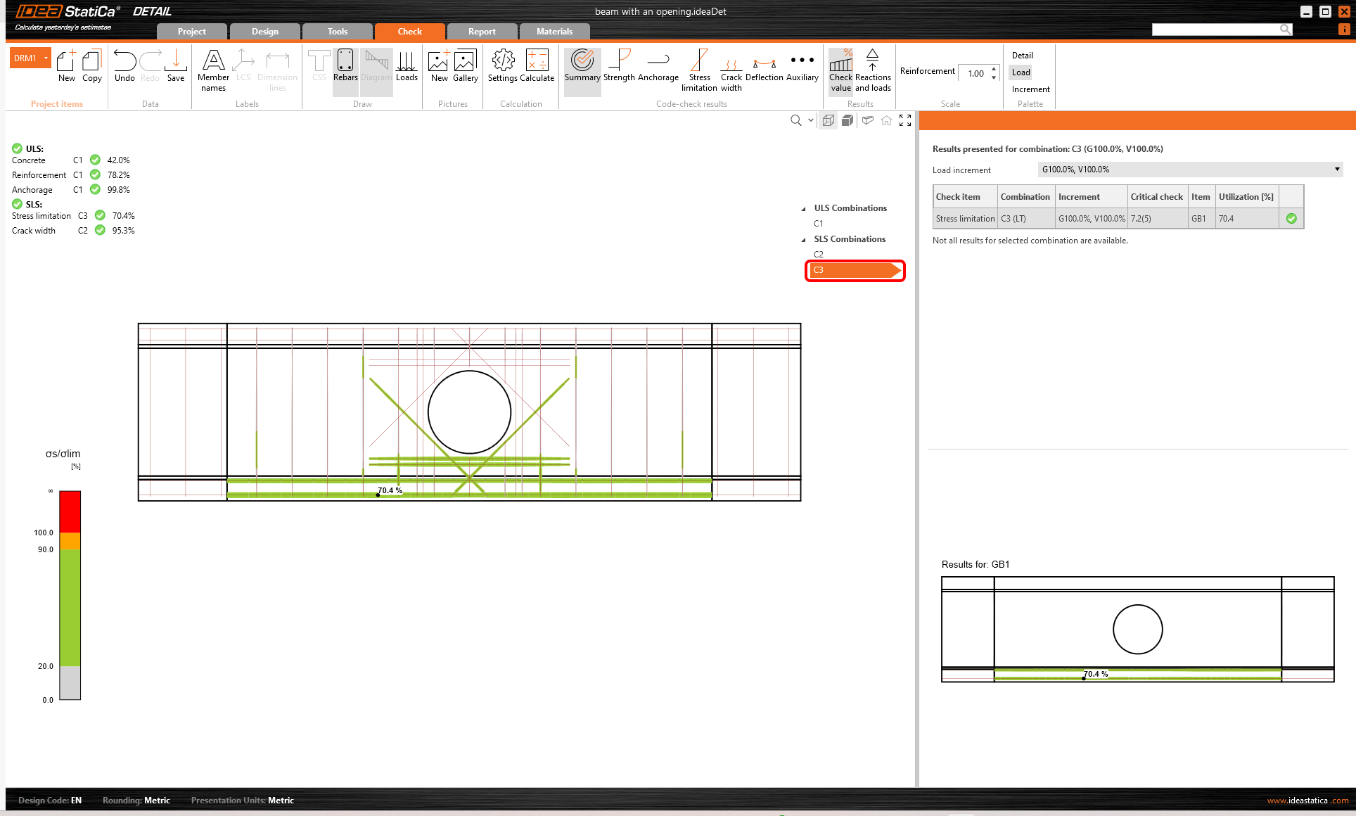 Structural design of a concrete beam with an opening (EN) | IDEA StatiCa