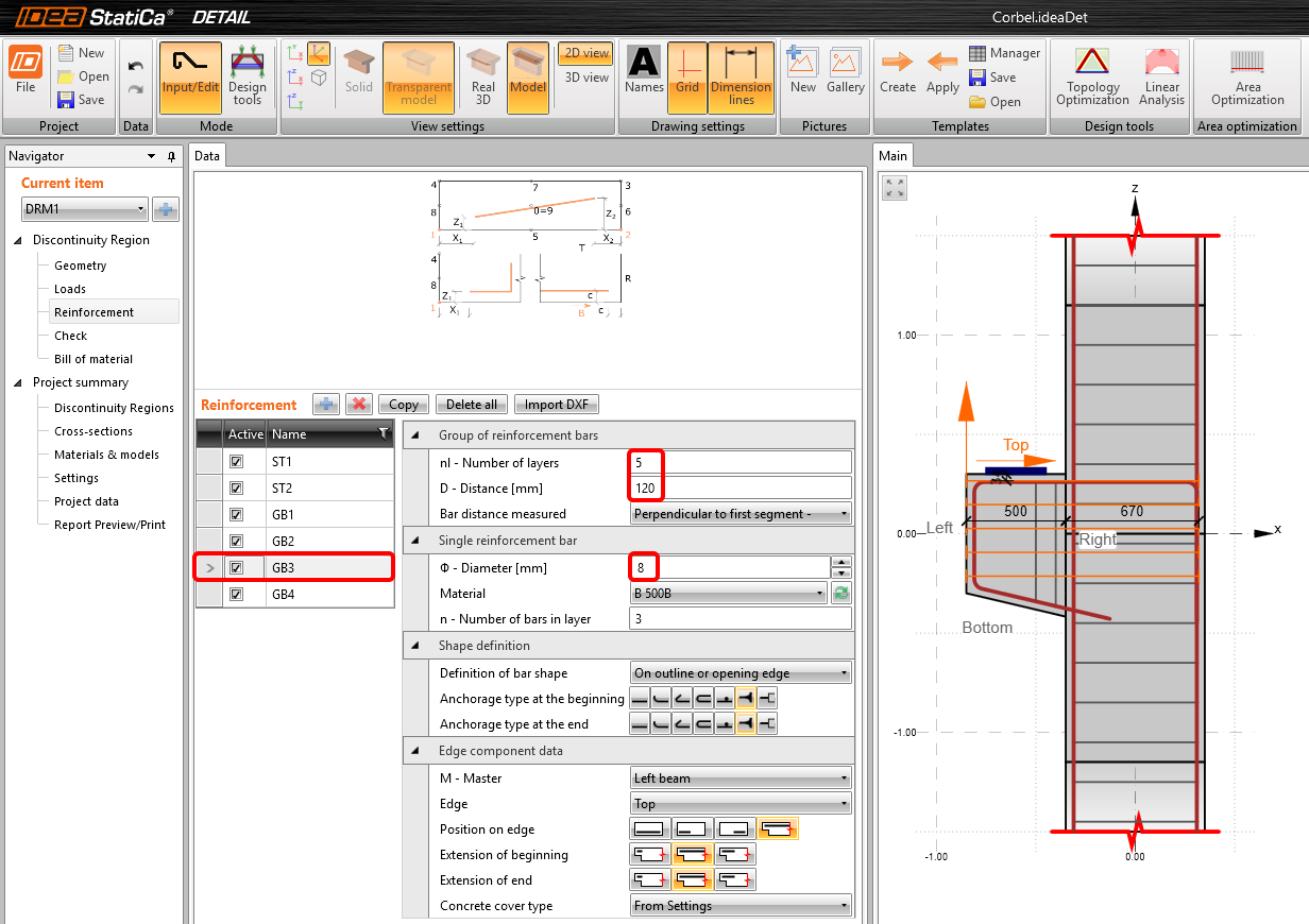 Modeling concrete corbel from DXF | IDEA StatiCa