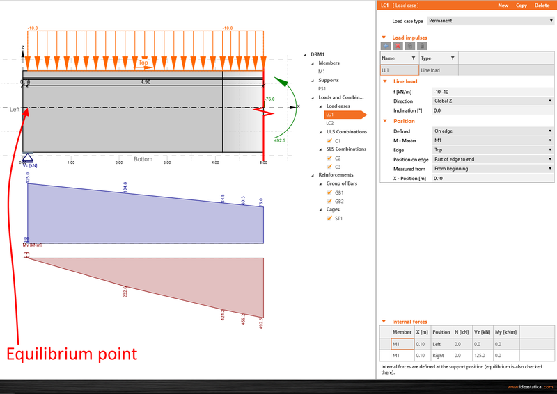 Internal forces and equilibrium in Detail application | IDEA StatiCa