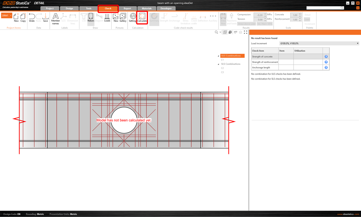 Structural design of a concrete beam with an opening (EN) | IDEA StatiCa