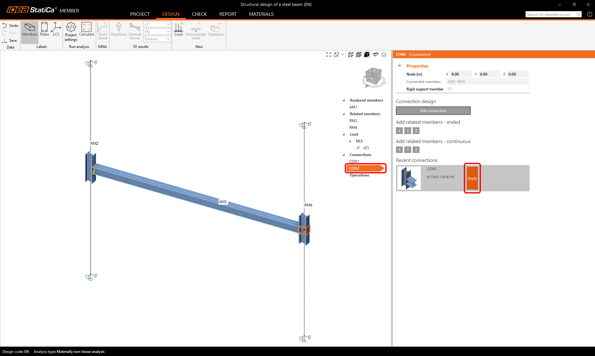 Structural design of steel beam (EN) | IDEA StatiCa