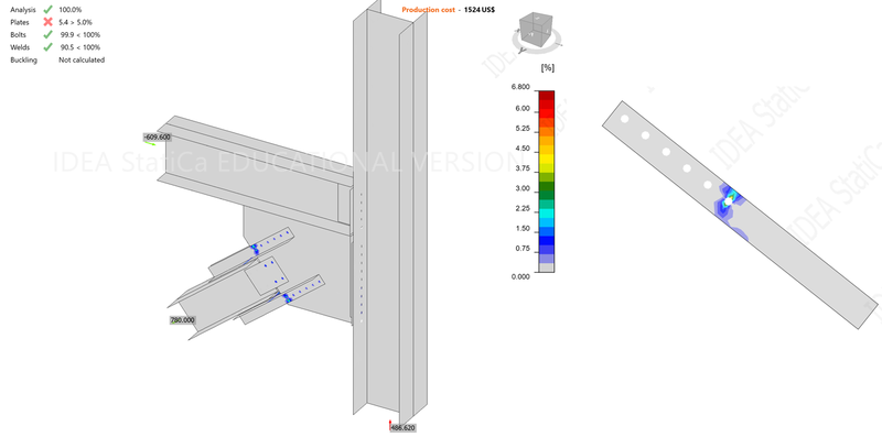 Brace Connection at beam-column connection in a braced frame (AISC ...