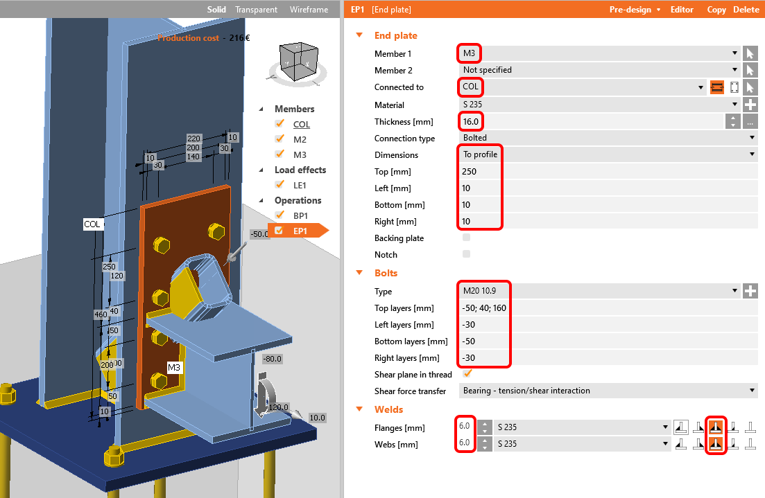 Structural design of footing with diagonal (EN) | IDEA StatiCa