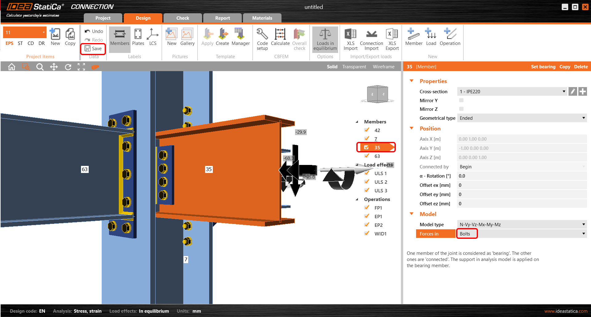 SAP2000 BIM link for the structural design of a steel member (EN ...