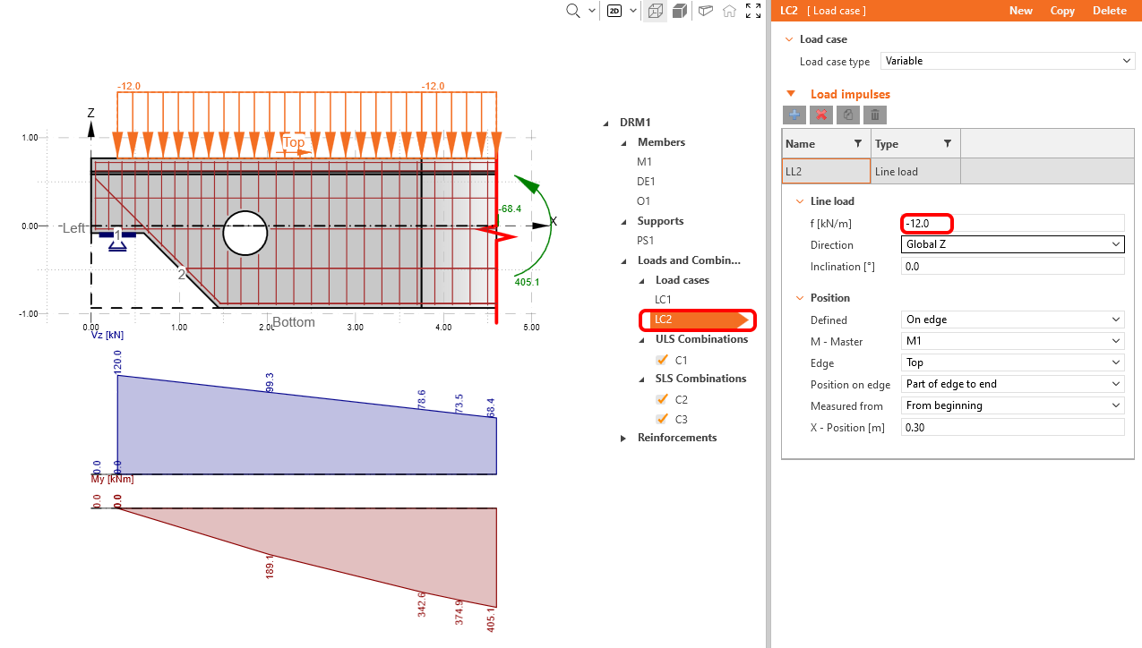 Structural design of a dapped end with an opening (EN) | IDEA StatiCa