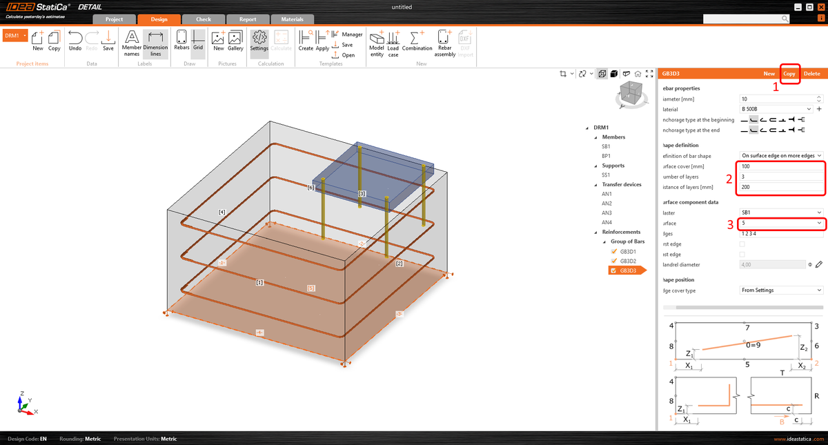 Structural design of a concrete footing in 3D Detail (EN) | IDEA StatiCa