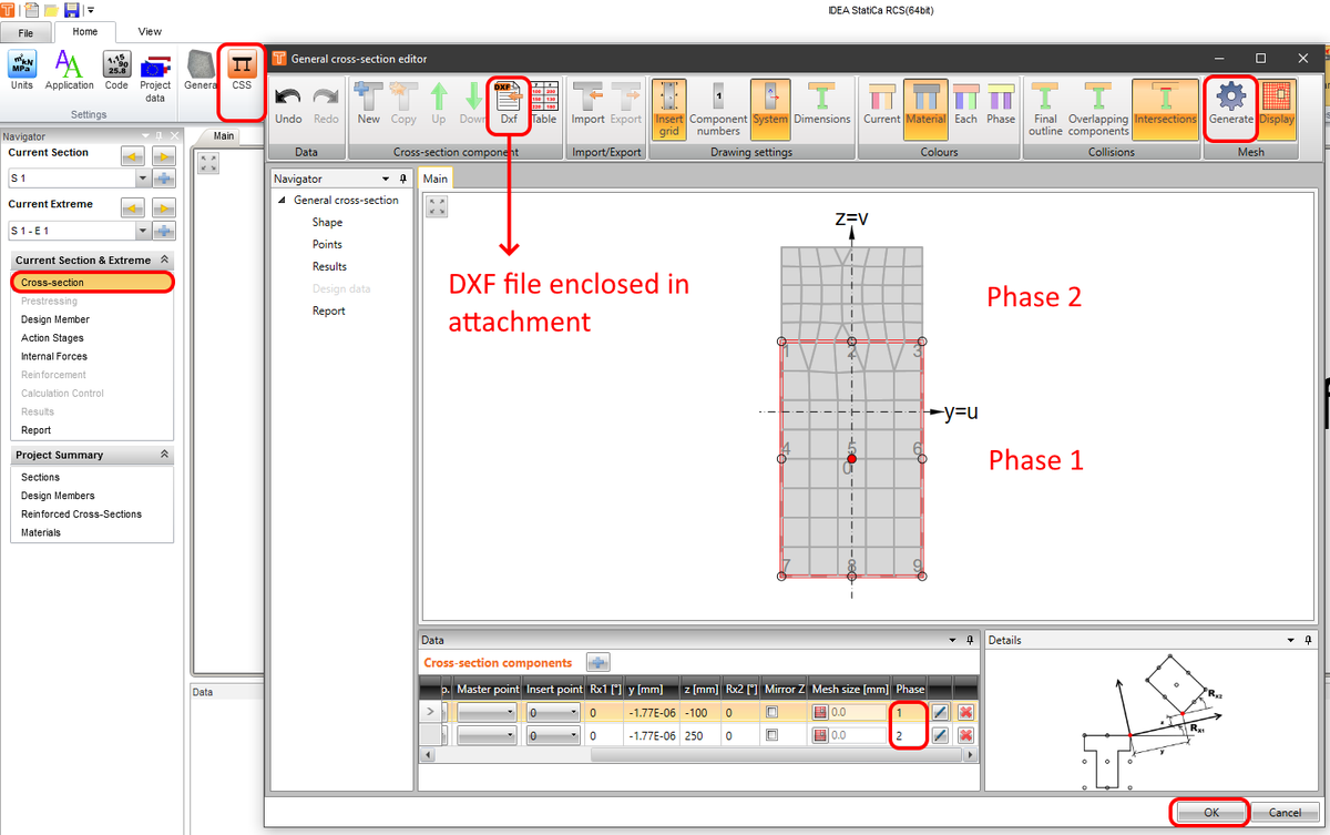 Structural design of composite section in RCS (EN) | IDEA StatiCa