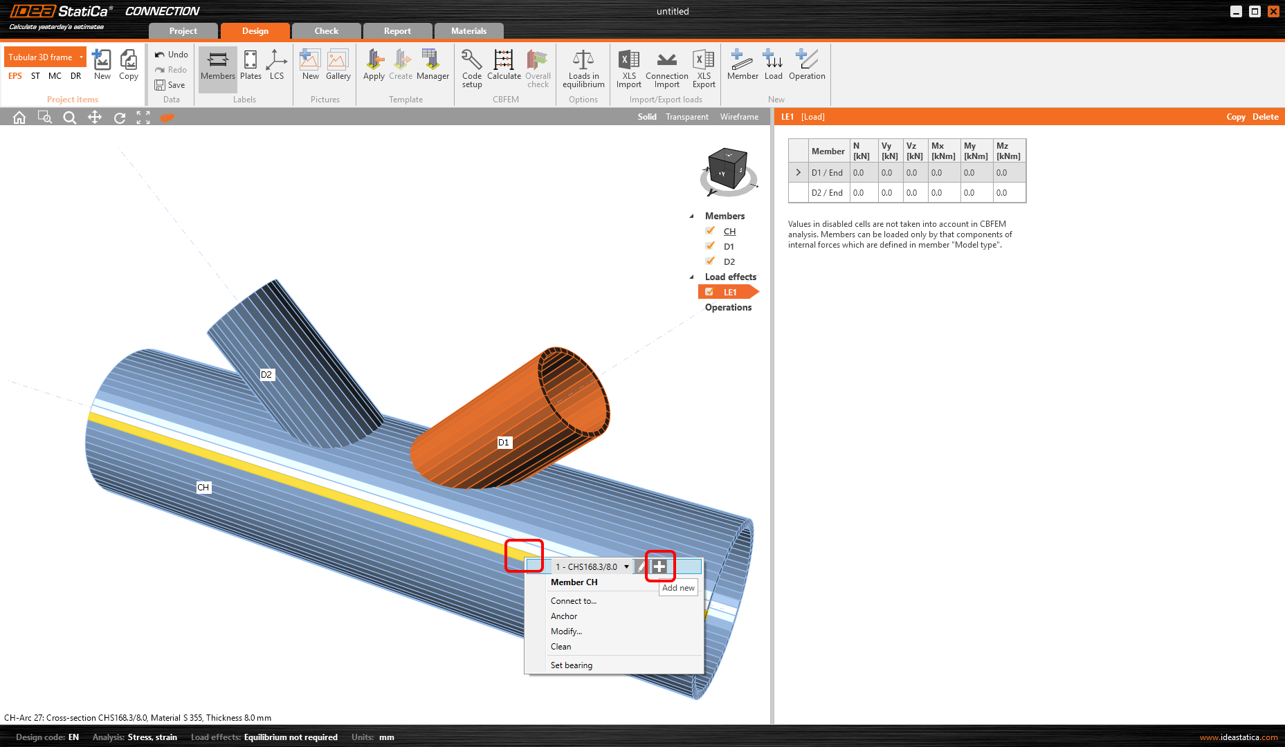 Connection design of a tubular 3D frame (EN) | IDEA StatiCa