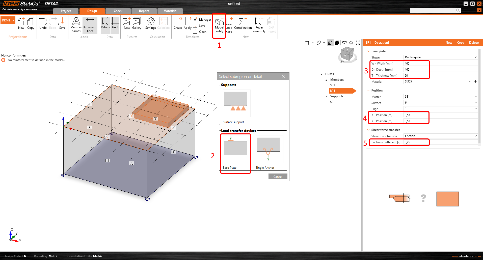 Structural design of a concrete footing in 3D Detail (EN) | IDEA StatiCa
