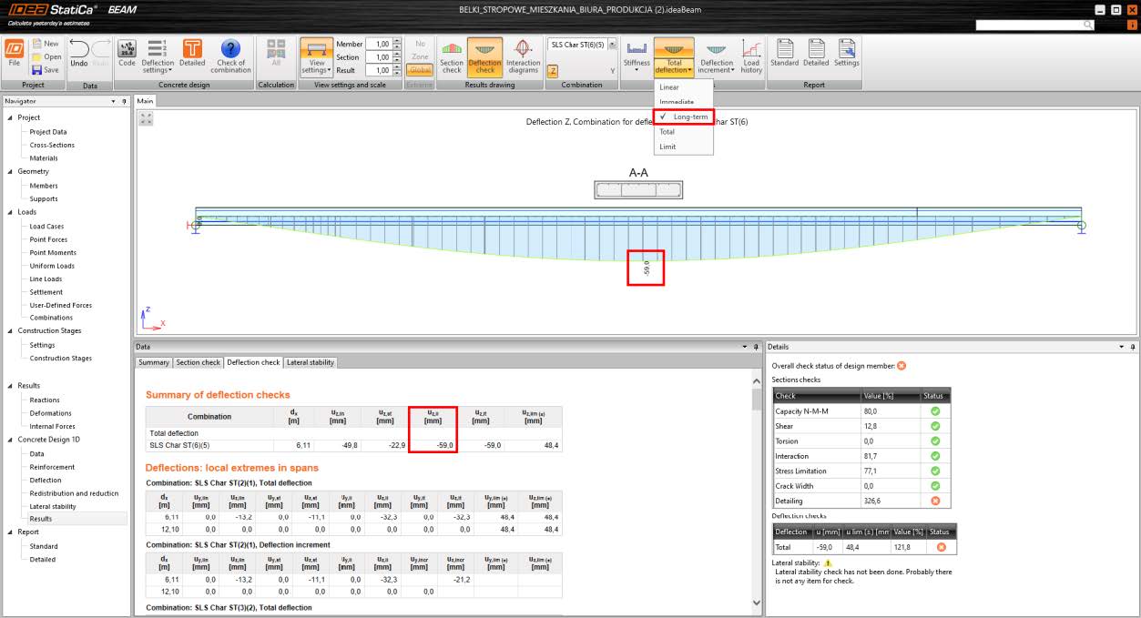 Deflection check in IDEA StatiCa Beam | IDEA StatiCa