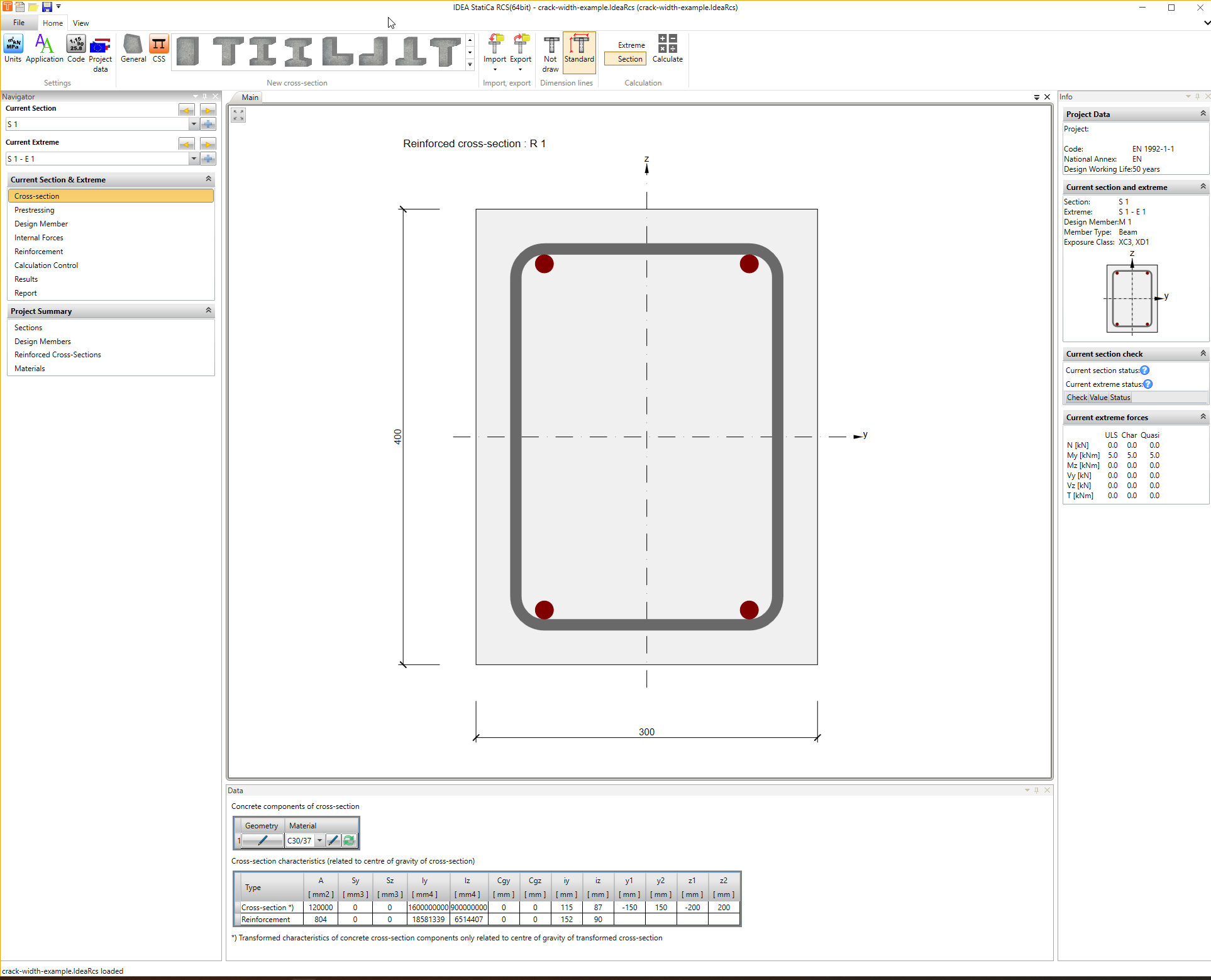 RCS API - Crack width study | IDEA StatiCa