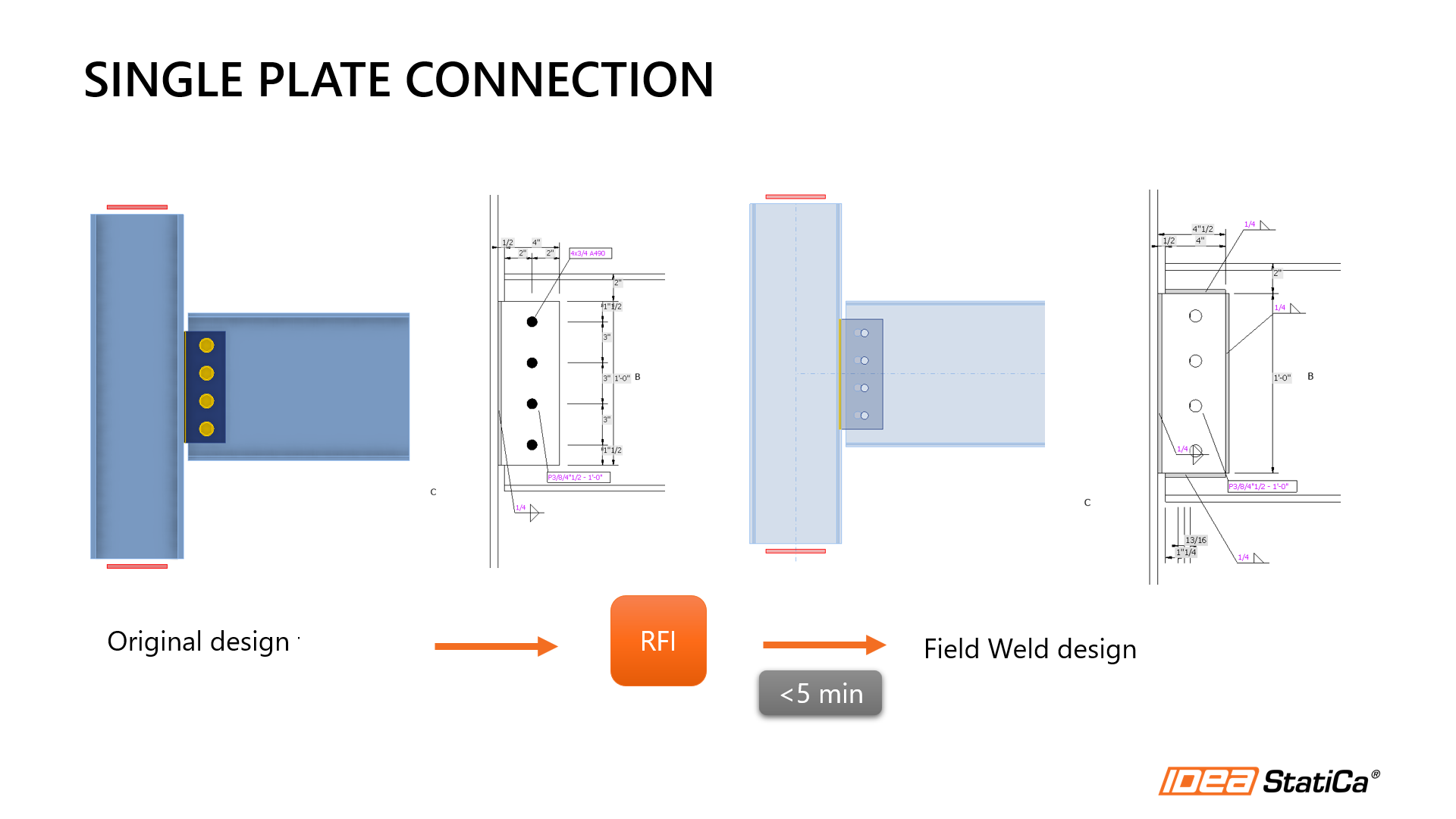 Revising a bolted shear tab to a welded shear tab | IDEA StatiCa
