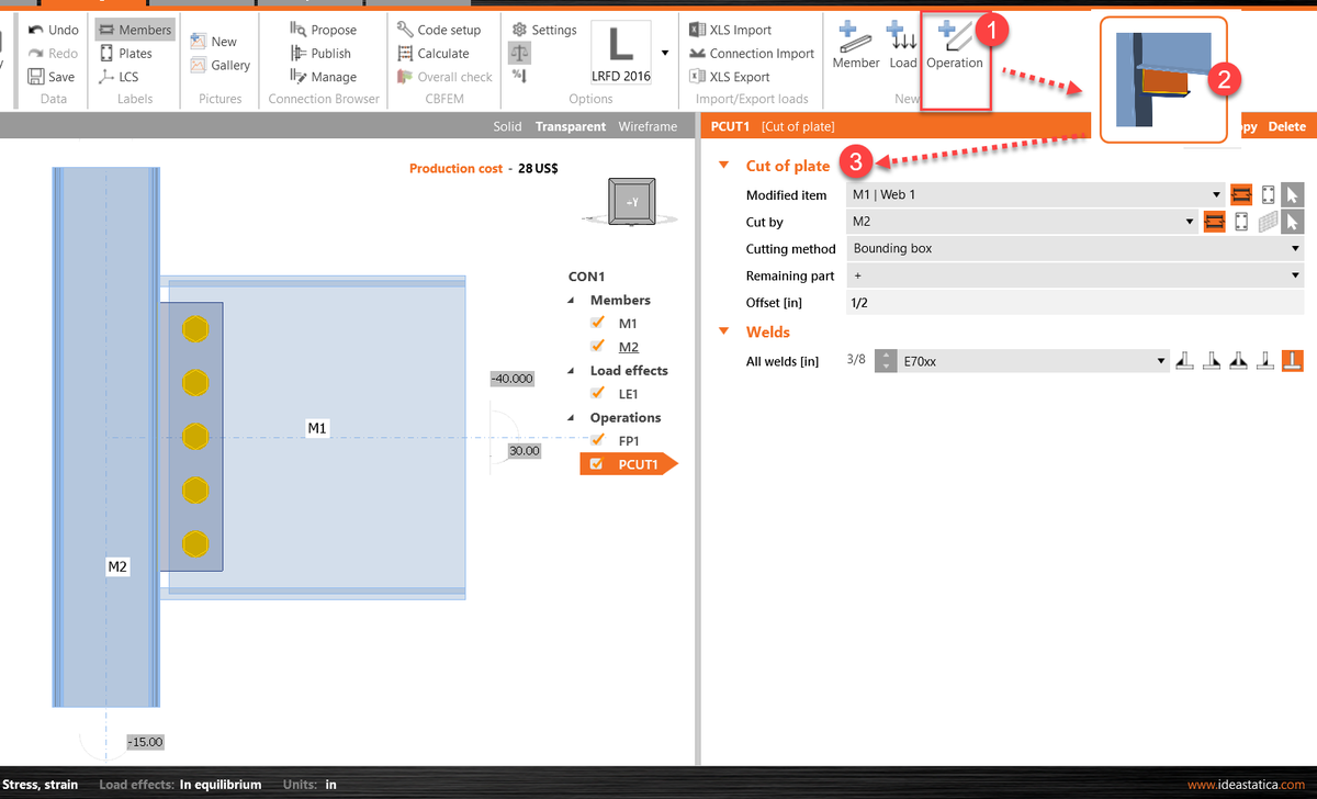 Moment connection: Wide flange to HSS (AISC) | IDEA StatiCa