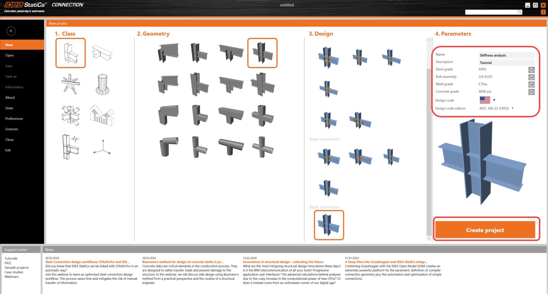 Stiffness analysis of a steel connection (AISC) | IDEA StatiCa