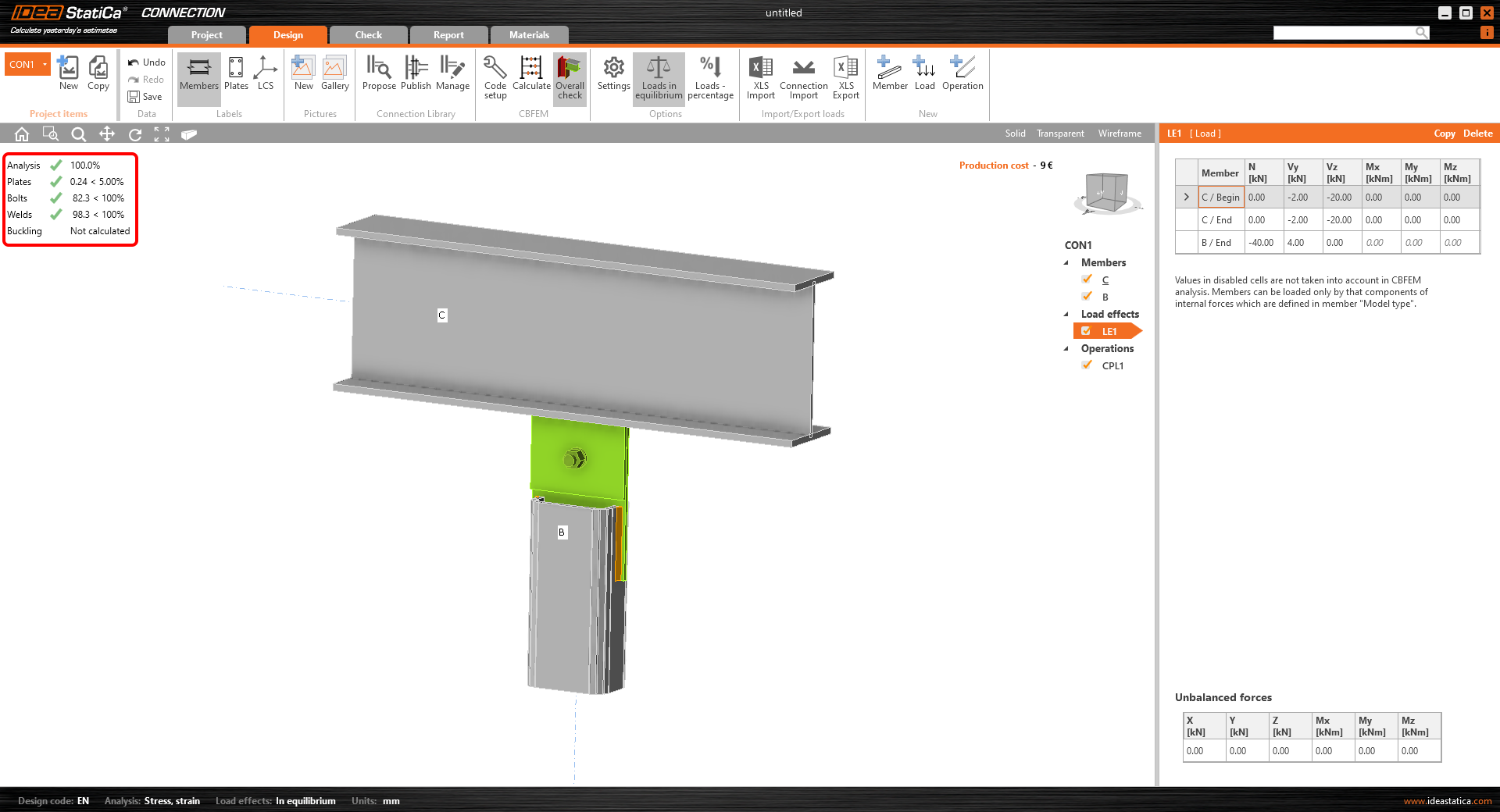 Buckling analysis of a steel connection (EN) | IDEA StatiCa