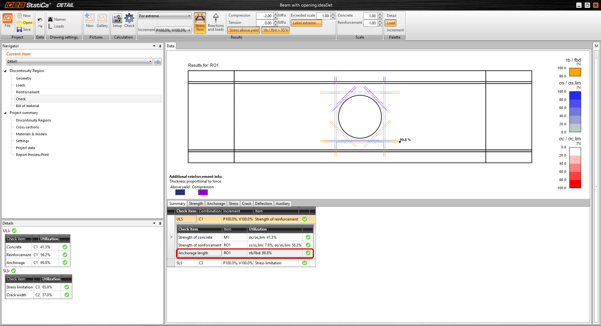 Concrete beam with an opening | IDEA StatiCa