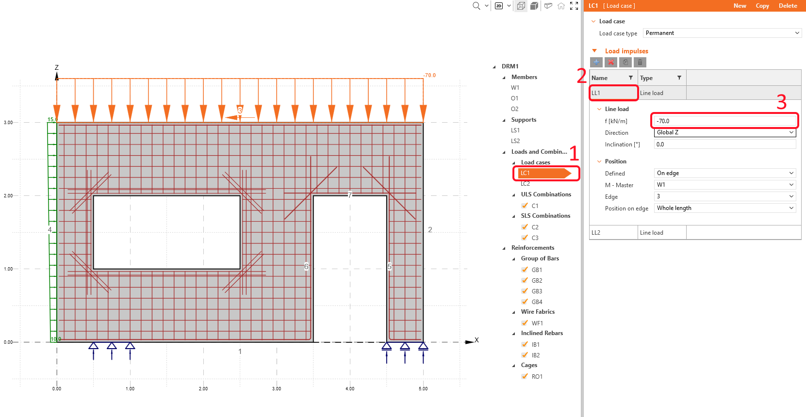 Structural design of a concrete wall (EN) | IDEA StatiCa