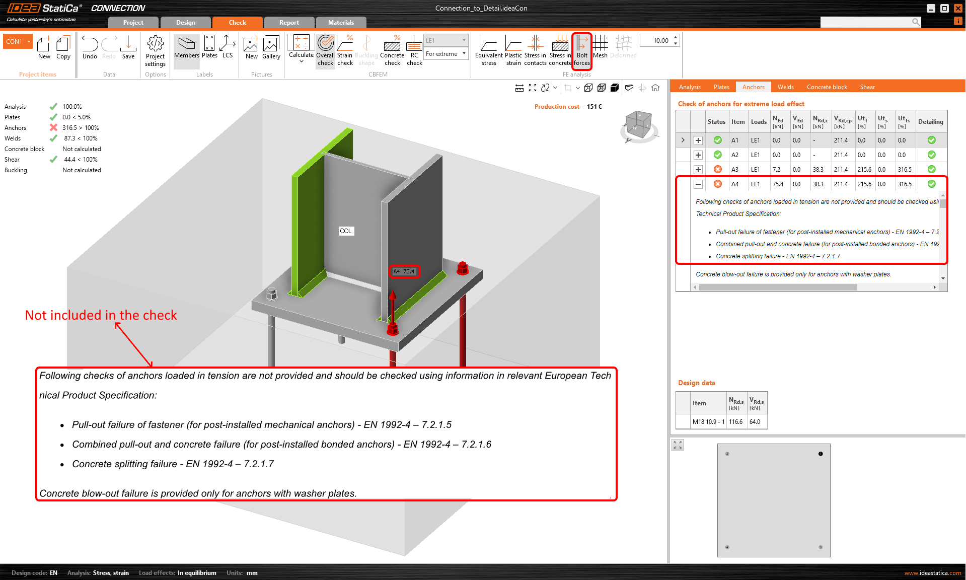 Structural design of a concrete wall (EN) | IDEA StatiCa