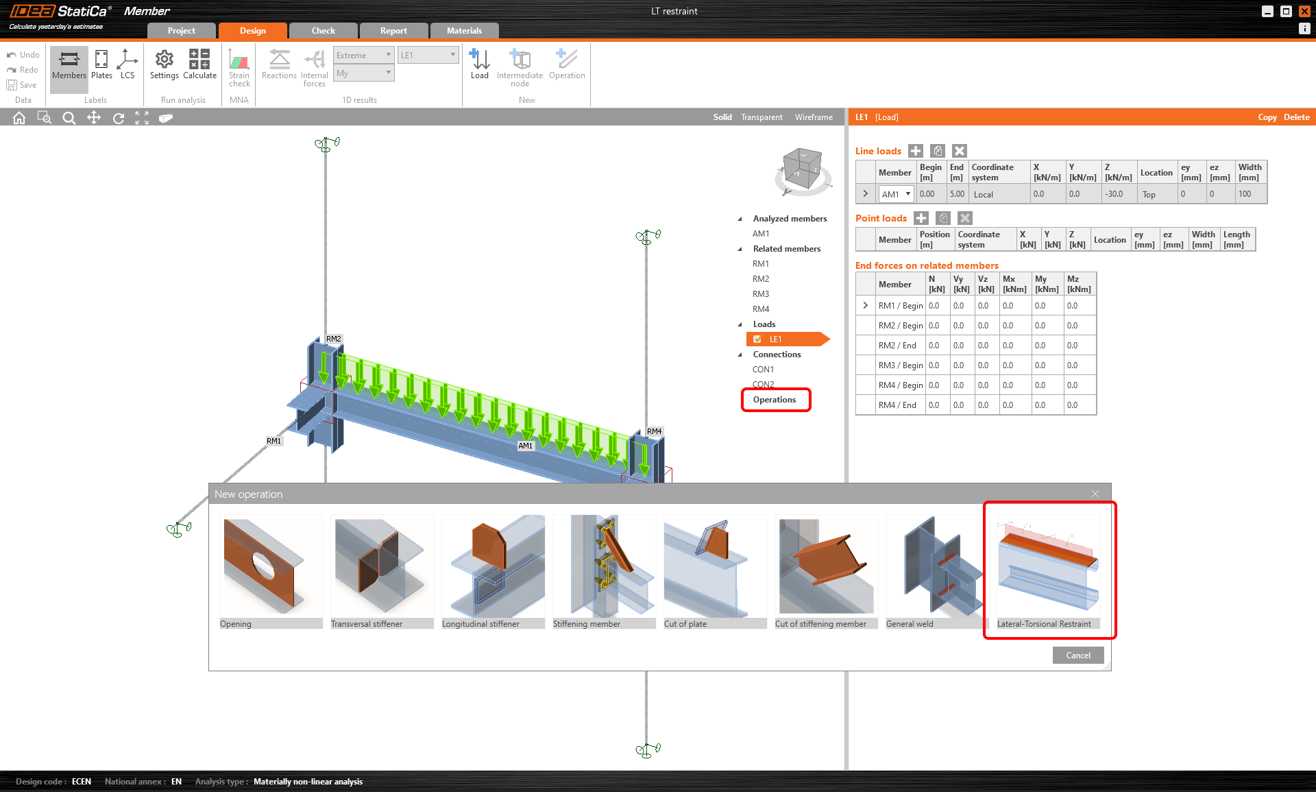 Lateral-torsional restraint for members | IDEA StatiCa