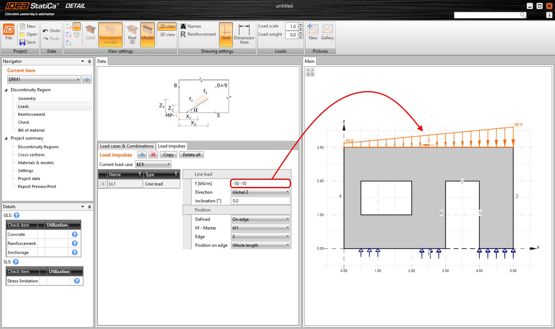 General description of Load impulses in Detail application | IDEA StatiCa