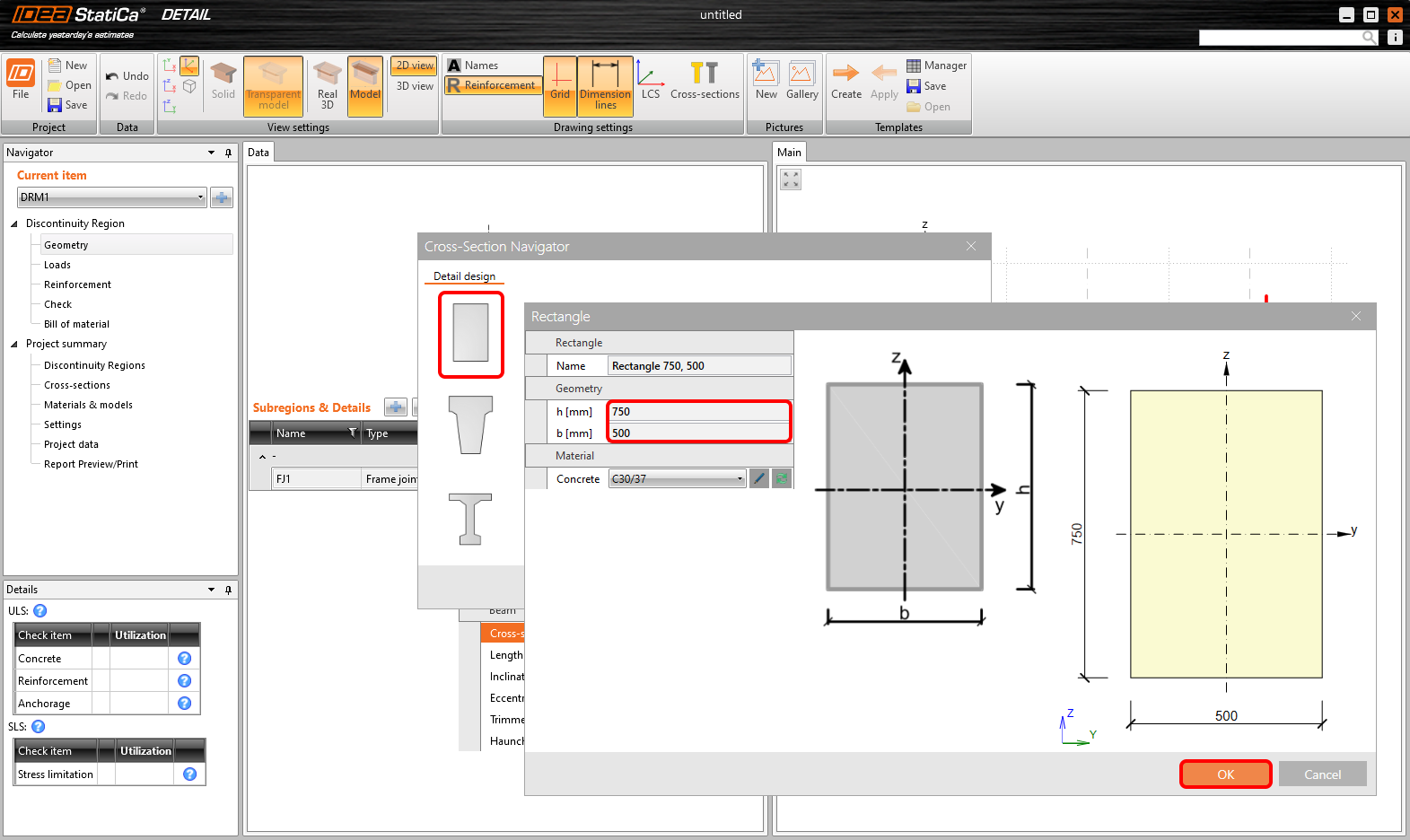Structural design of a concrete frame joint (EN) | IDEA StatiCa
