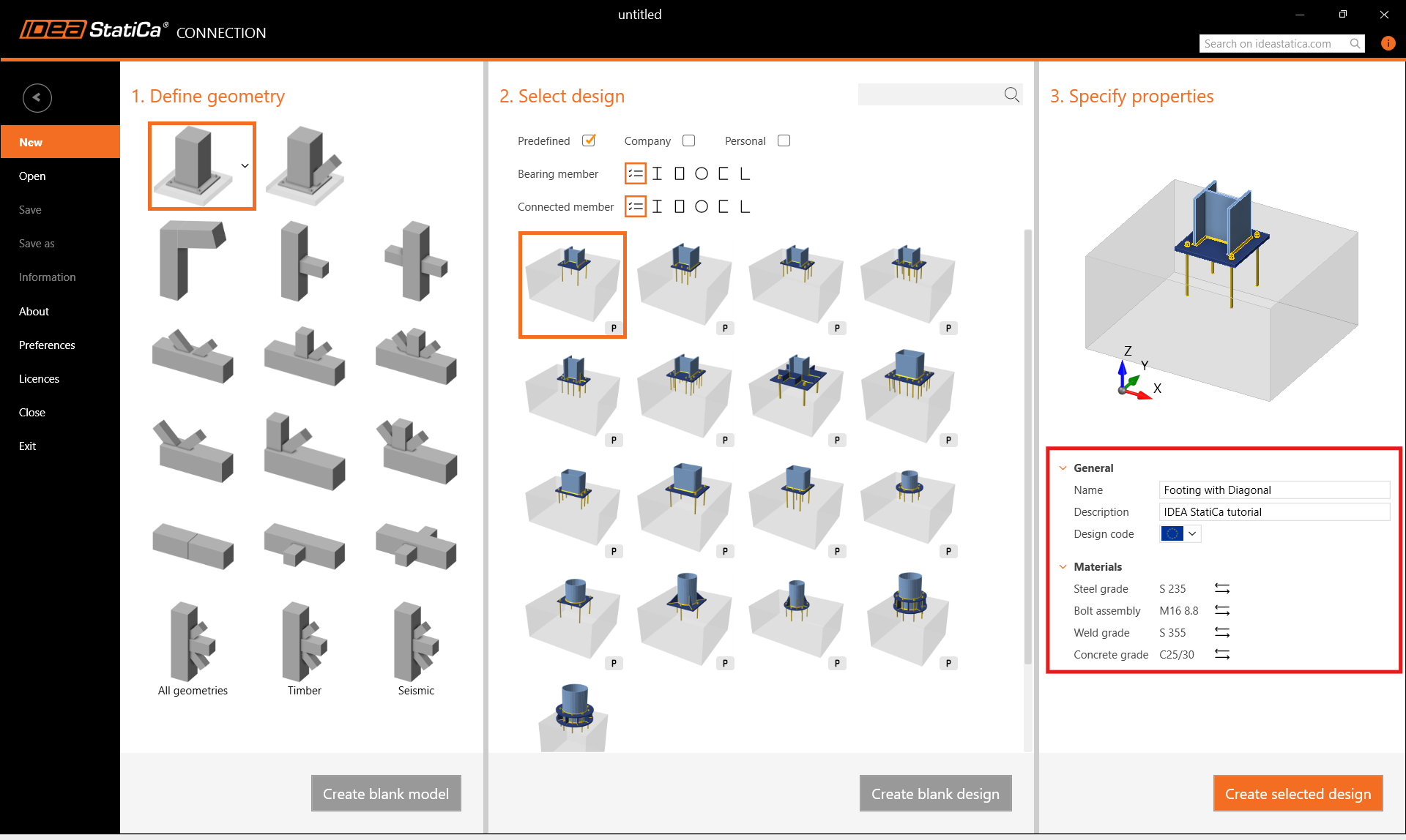Structural design of footing with diagonal (EN) | IDEA StatiCa