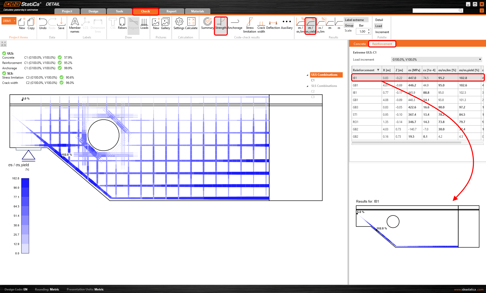 General description of ULS results in Detail application | IDEA StatiCa